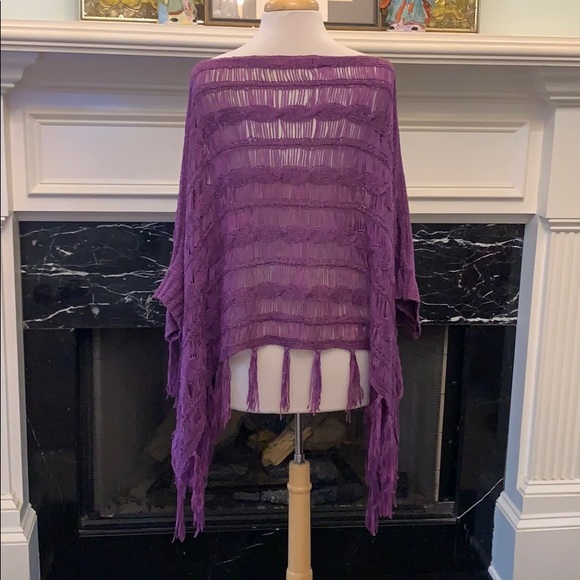 Vertigo | Tops | Vertigo Batwing Open Weave Fringed Purple Top | Poshmark